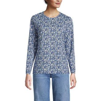 Lands End Supima-Shirt, Langarm, Damen, Gr&ouml;&szlig;e:36-38 regular, Blau, Baumwolle, by Lands End