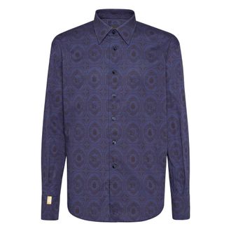 Billionaire Boys Club Gold Cut LS Milano Horses Shirt - - Shirts - Herren - Blau - S