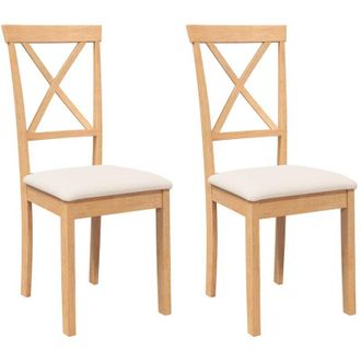 vidaXL Esszimmerst&uuml;hle mit Kissen 2 Stk. Massivholz Gummibaum - Vidaxl