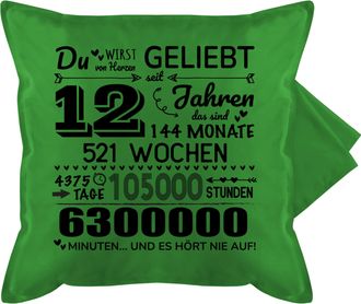Shirtracer Kissenbezug - Kissen - 12 Jahre - Du wirst von Herzen geliebt | 12. Geburtstag | 12 Jahre Geburtstagsgeschenke | 12ter Geburtstagsgeschenke f&uuml;r Jungen