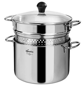 Lagostina Pastaiola, casserole pour pâtes, acier inoxydable 18/10, pour toutes les sources de chaleur, sauf à induction, capacité 5 litres, diamètre 22 cm, arge