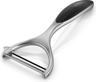 Arendo Sparsch&auml;ler Edelstahl - Kartoffelsch&auml;ler breit - zweischneidig - Pendelklinge - mit Ausstecher - Kartoffeln Gem&uuml;se Karotten - f&uuml;r Links- und Rechtsh&auml;n