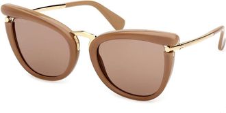 Max Mara Runde Sonnenbrille - - Accessories - unisex - Braun - 55 MM