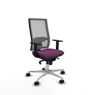 Piqueras y Crespo Ergonomischer Qualit&auml;tsstuhl mit 1D-Armen, h&ouml;henverstellbare Lendenwirbelst&uuml;tze, ausgestattet mit 5 Positionen und injiziertem Schaumstoff, Grau/Viole