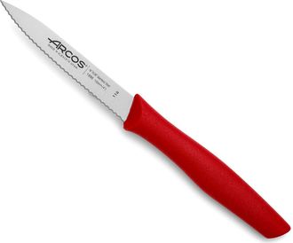 Arcos K&uuml;chenmesser Serrado 100 mm - Edelstahl NITRUM f&uuml;r Langlebigkeit und pr&auml;zisen Schnitt - Ergonomischer Griff Polypropylen Rot - Serie Nova