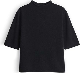 someday Kurzarmpullover TUMEA Regular aus reiner Wolle gerader Schnitt, lockere Passform, Rolls&auml;ume