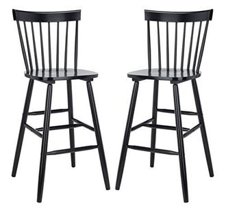Safavieh Modern Bar & Counter Stool - Set of 2 - with a Back, in Black, 53 X 49 X 111