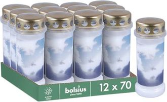 Bolsius Grablicht - Dauerbrenner - Weiß - Nr.6 - 12 Stück - Mit Motiv - Himmel - Brenndauer 70 Stunden