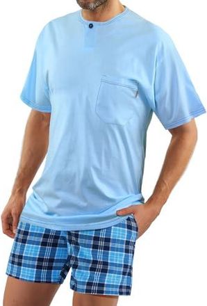 Sesto Senso Pyjama Homme Court Coton Vetements De Nuit Ensembles Manche Courte Pantalon Courts XXL 2629/13 Bleu Clair