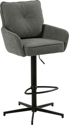 Novel Barhocker, Grau, Schwarz, Metall, Textil, Drehkreuz, S&auml;ule, 58x103-123x61 cm, Stoffauswahl, Sitzfl&auml;che 360&deg; drehbar, Esszimmer, Barm&ouml;bel, Barhocker
