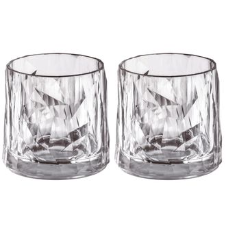 Koziol Superglas Club No. 2, 2 St&uuml;ck, 250 ml, Whiskeyglas aus kristallklarem Kunststoff, luxuri&ouml;s, unzerbrechlich, wiederverwendbar, Party, Camping, 2er Set 