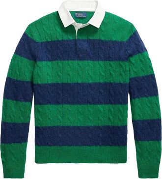 Polo Ralph Lauren polo Rugby en maille torsadée à rayures - Vert