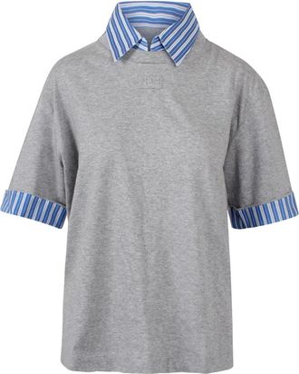 N&deg;21 Femme, Tops, Gris, Taille: 36 FR T-shirt avec d&eacute;tails de chemise contrastants