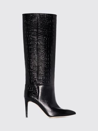 PARIS TEXAS Kniehohe Stiefel aus Lackleder in Kroko-Optik mit hohem Absatz