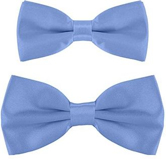 DonDon Ensemble de noeuds papillon père-fils en look partenaire, déjà attaché et ajustable - Bleu Ciel