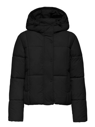 Jacqueline de Yong Damen kurze Steppjacke JDYWonder Puffer Winterjacke mit Kapuze 15353998 Black L