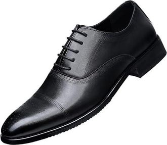 Generic Chaussures Oxford for Hommes à Lacets, Bout Pointu Bruni, Richelieu, Bout renforcé en Relief, Similicuir, Basses, résistantes, antidérapantes, Talon B