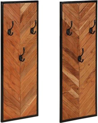 vidaXL Wandgarderobe 2 Stk. 35x1x90 cm Massivholz Akazie vidaXL