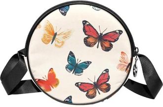 Generic Petit sac &agrave; bandouli&egrave;re circulaire pour femme, petit sac &agrave; bandouli&egrave;re avec fermeture &eacute;clair, bretelles r&eacute;glables, sac &agrave; main rond d&eacute;contract&eacute; pour fe