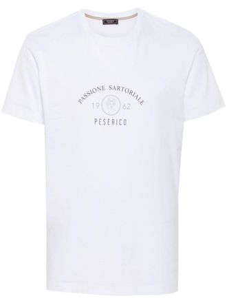 PESERICO t-shirt en coton &agrave; logo imprim&eacute; - Blanc