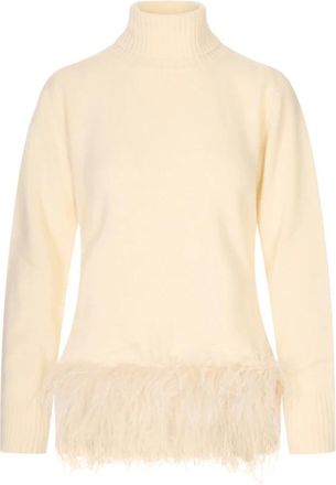 P.A.R.O.S.H. P.a.r.o.s.h., Femme, Pulls, Beige, Taille: 40 FR Maglia C/Piume
