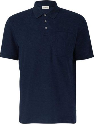 s.Oliver Kurzarmshirt Polo-Shirt Poloshirt mit Flammgarnstruktur und Brusttasche