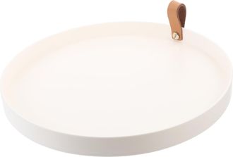 Cabilock Runder Toilettenablage Tray Mit Ledergriff Praktischer Kosmetik-organizer Für Badezimmer Und Schlafzimmer Dekoratives Aufbewahrungstablett Für Schmuck