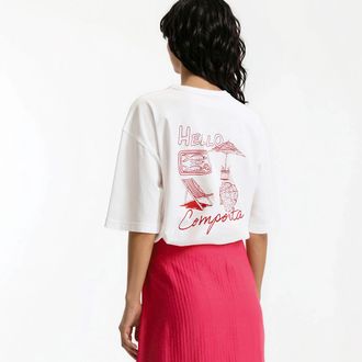 La Redoute Collections T-shirt Col Rond Manches Courtes Imprim&eacute; Au Dos