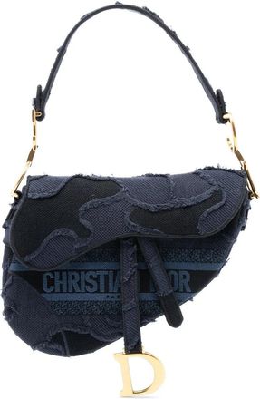 Dior Hobo Bags - Camouflage Embroidered Canvas Saddle Bag - Gr. unisize - in Blau - f&uuml;r Damen