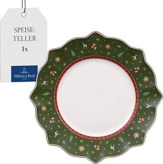 Villeroy & Boch Toys Delight Gr&uuml;ner Speiseteller, 29 Cm, Premium Porzellan, Geschirr Weihnachten, Weihnachtsteller, Teller, Keksteller, Weihnachtsporzellan, Weihnacht