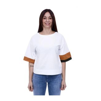Alpha Studio Jersey Damen Kragen Stil Top - - Tops - Damen - Wei&szlig; - M