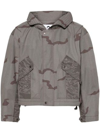 Marine Serre Kapuzenjacke mit Camouflage-Print - Grau