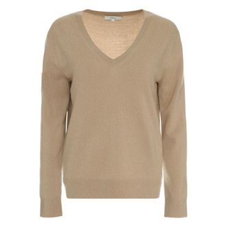 Vince Femme, Pulls, Brun, Taille: 38 FR Pull V-Neck Week-end en Cachemire