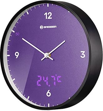 Bresser Bresser MyTime LEDsec Horloge Murale Radio-pilot&eacute;e avec Cadran de 24 cm, Affichage LED des Secondes, temp&eacute;rature int&eacute;rieure et Mouvement Radio-pilot&eacute; 