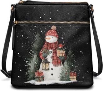 Coloranimal Sac &agrave; bandouli&egrave;re l&eacute;ger en cuir pour femme sur le th&egrave;me de No&euml;l pour t&eacute;l&eacute;phone portable, Bonhomme de neige de No&euml;l