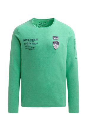 Camp David Pullover mit Print, Patches und Ärmeltasche