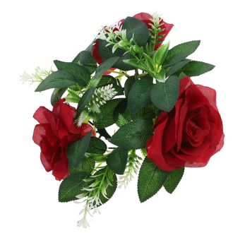 Cabilock Simulierter Kerzenkranz Mit K&uuml;nstlichen Rosen F&uuml;r Hochzeit Und Wohnraumdekoration 10 Zoll Blumendekoration Kerzenhalter F&uuml;r Romantische Atmosph&auml;re