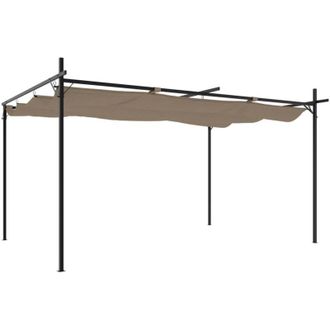 vidaXL Vidaxl - Pergola toit r&eacute;tractable taupe 395x292x230 cm - Acier et aluminium - Tissu 100% polyester avec rev&ecirc;tement PA - Pour espaces ext&eacute;rieurs