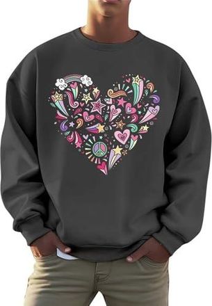 Generic 2026 Sweat-shirt d&eacute;contract&eacute; &agrave; col rond pour homme et femme Motif lettres imprim&eacute;es, gris fonc&eacute;, XXL