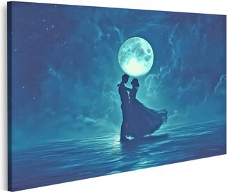 Islandburner Bild auf Leinwand Mondnacht Tanz der Liebenden Bilder Wandbilder Poster