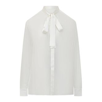 Dolce & Gabbana Seidenbluse mit dekorativem Halsband - - Blouses & Shirts - Damen - Wei&szlig; - M