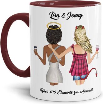 Tassendruck Personalisierbare Tasse - Beste Freundinnen - zum selbst Gestalten mit Spruch und Wunschnamen als anpassbares Geschenk f&uuml;r die Beste Freundin - Innen 