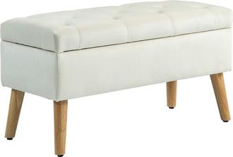 HOMCOM Banc de Rangement, Coffre de Rangement, avec Couvercle, Tissu Effet Velours, Pieds en Bois, Charge jusquà 120 kg, pour Salon, Chambre, entrée, 80 x 35