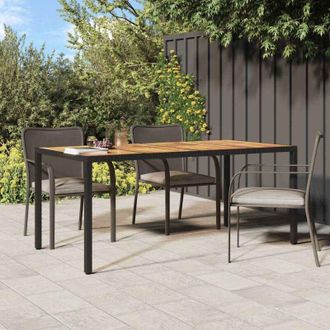 vidaXL Vidaxl - Table de jardin 190x90x75 cm R&eacute;sine tress&eacute;e et bois acacia Noir