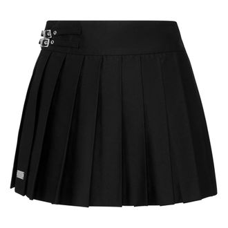 Philipp Plein Femme, Jupes, Noir, Taille: 38 FR Pleated Mini Skirt Skull