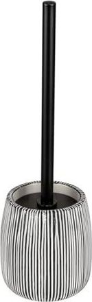 WENKO WC-Garnitur Mod. Pascoli freistehende Keramik WC-Bürste Bad Accessoires Edelstahl Struktur Ø 12 cm H 38 cm weiß schwarz Bürstenkopf