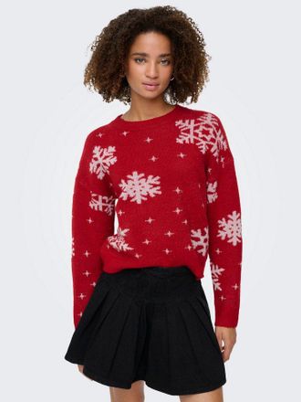 Only Weihnachtspullover ONLXMAS ROLFA LS ONECK SNOWFLAKES KNT