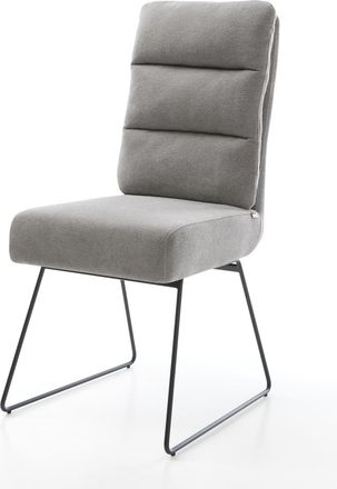 DELIFE Esszimmerstuhl Pela-Flex Strukturstoff Soft Grau Kufengestell Schwarz Taschenfederkern, Esszimmerst&uuml;hle