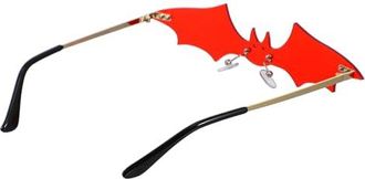 Hemobllo Lunettes de Soleil Chauve-souris sans Monture Unisexe, Verres Rouges, Monture Dor&eacute;e L&eacute;g&egrave;re, Accessoires Mode pour Cosplay, F&ecirc;tes et Photos de Rue, Sty