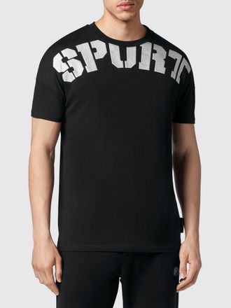 Plein Sport T-shirt en jersey &agrave; &eacute;paules tombantes et logo imprim&eacute; au dos